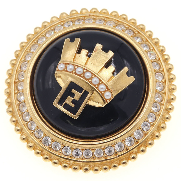 Fendi | Jewelry | Fendi Brooch Black Gold Metal Ladies Fendi | Poshmark